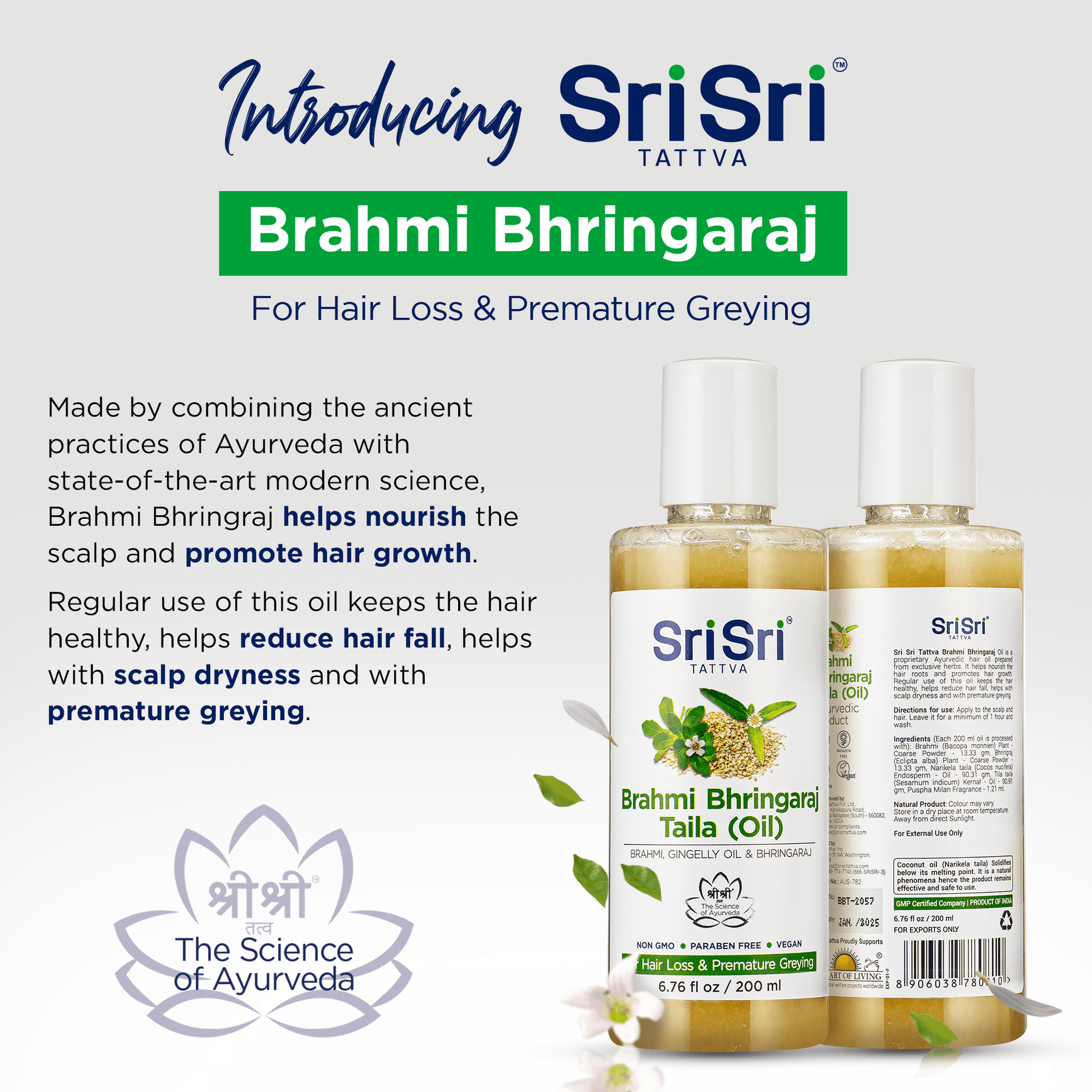 Shop Brahmi Bhringraj Hair Oil| Best Organic Harbal Hair Oil – Sri Sri ...